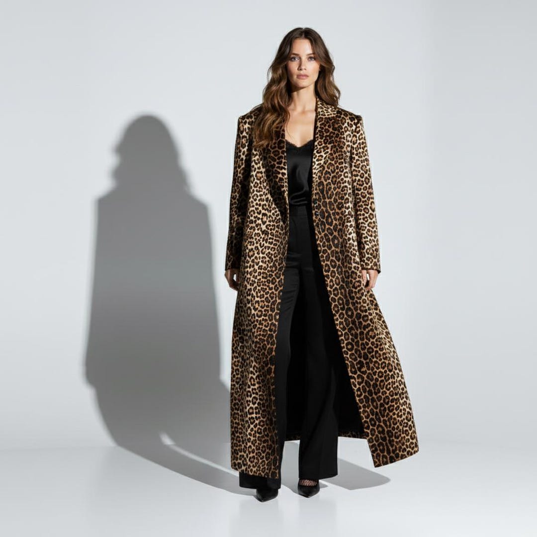 Custom Tailored Leopard Print Maxi Duster Coat, Long Trench - Etsy