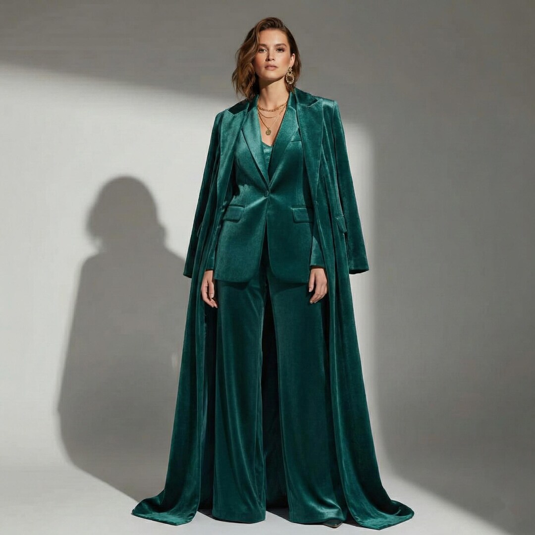 Velvet Maxi Duster Coat - Elegant Teal Green Long Trench - Etsy