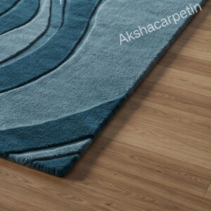 Blue Wave Abstract Area Rug: Modern Ocean Style Polyester Rug - Etsy