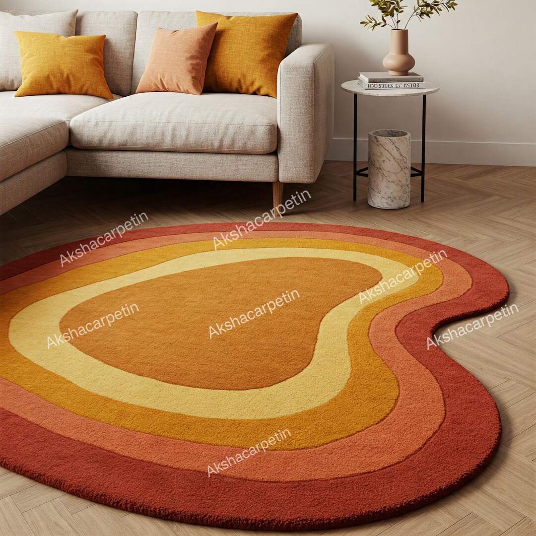 Hand-tufted Wool Rug: Groovy Retro Wave Design - Etsy