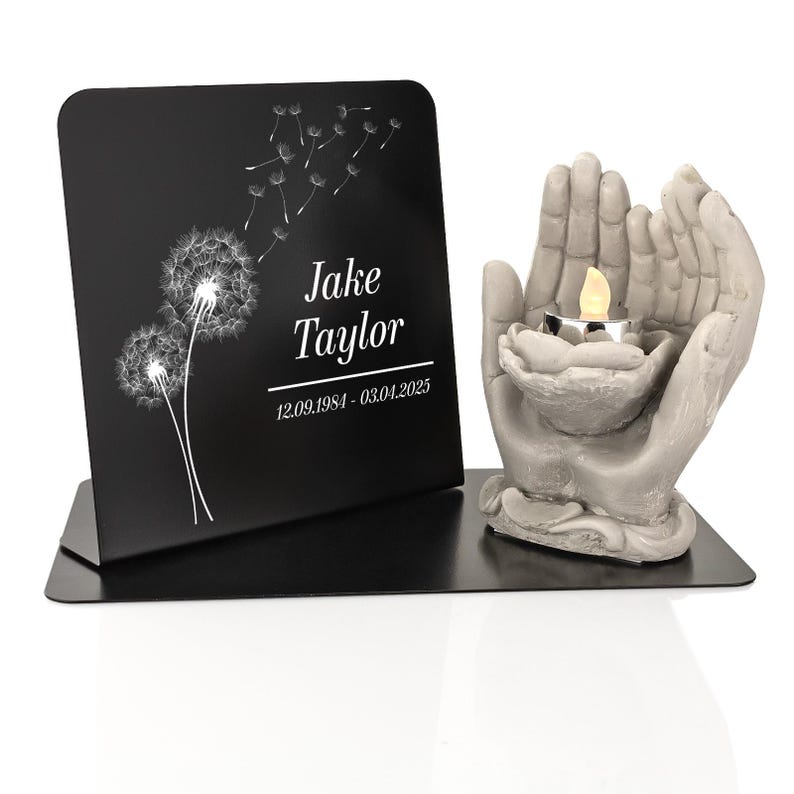 Personalised Grave Memorial Plaque With Candle Holder | Custom Name ...