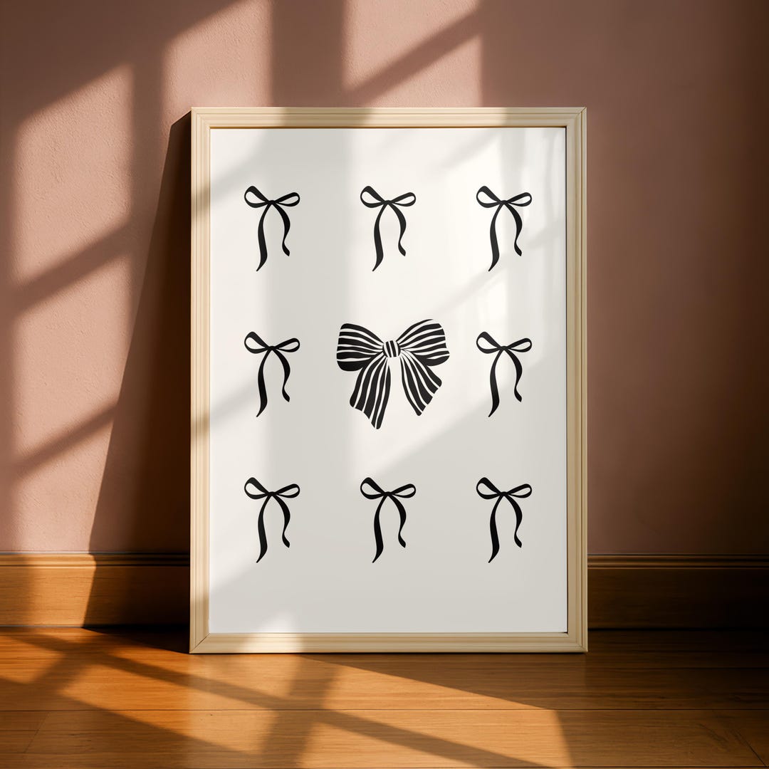 Black Bows Printable Poster – Wall Art With Light Beige Background ...