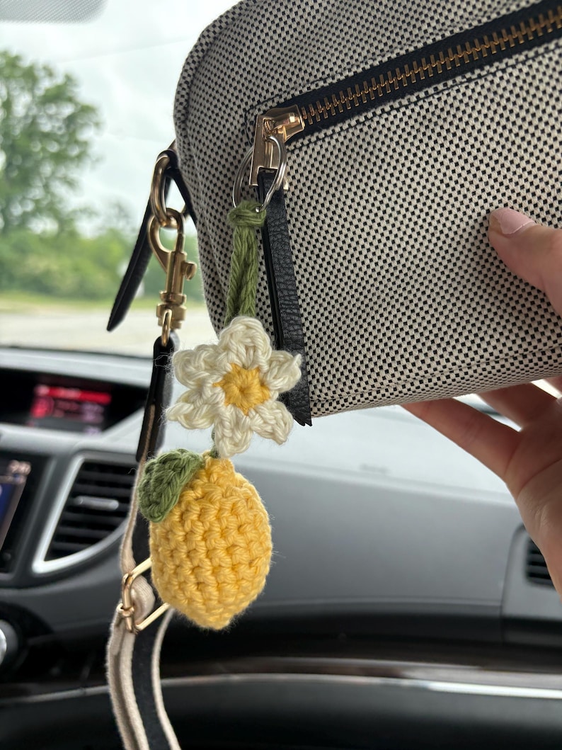 Handmade Crochet Lemon Keychain | Cute Mini Lemon Bag Charm | Crochet ...