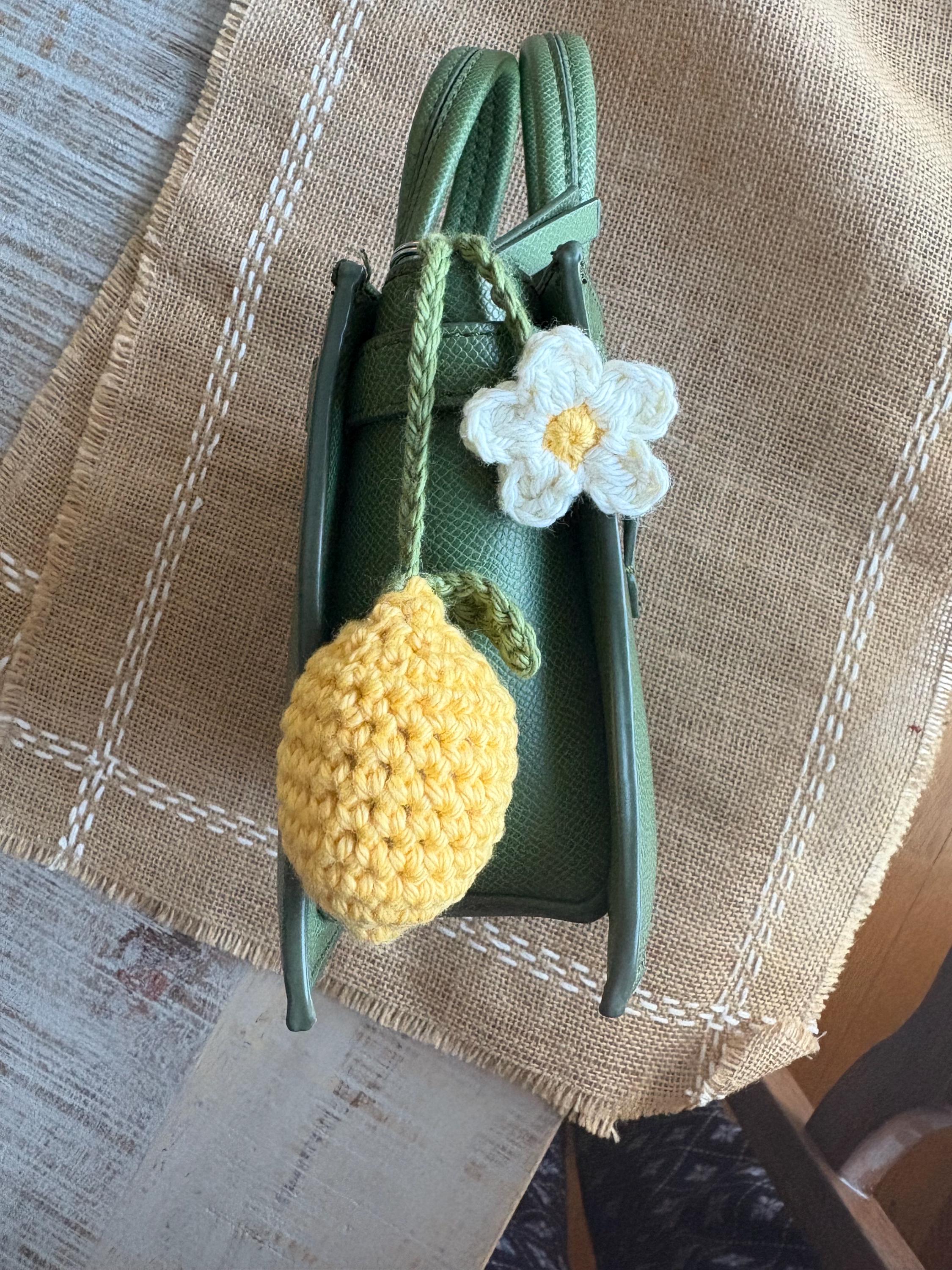 Handmade Crochet Lemon Keychain | Cute Mini Lemon Bag Charm | Crochet ...