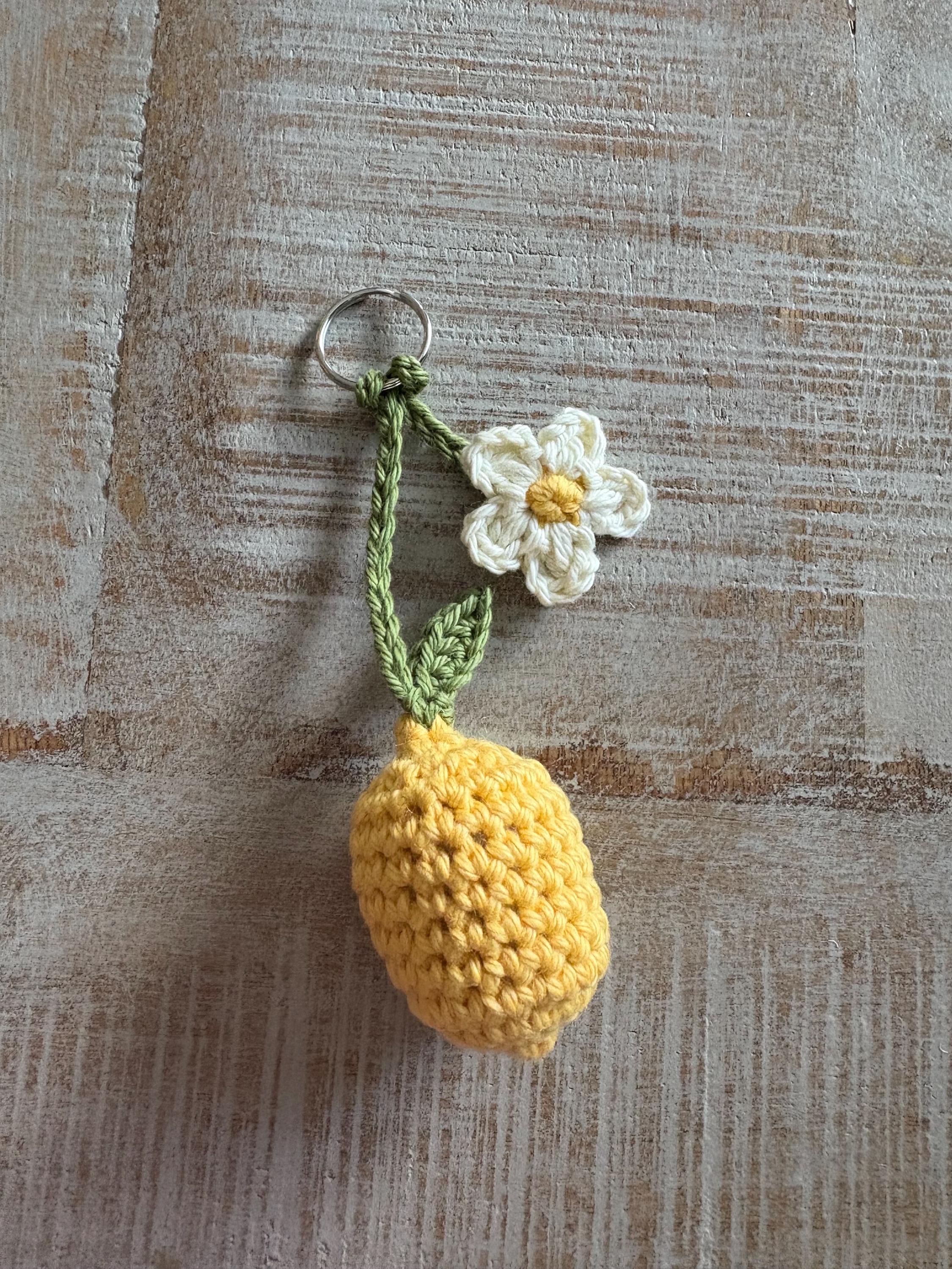 Handmade Crochet Lemon Keychain | Cute Mini Lemon Bag Charm | Crochet ...