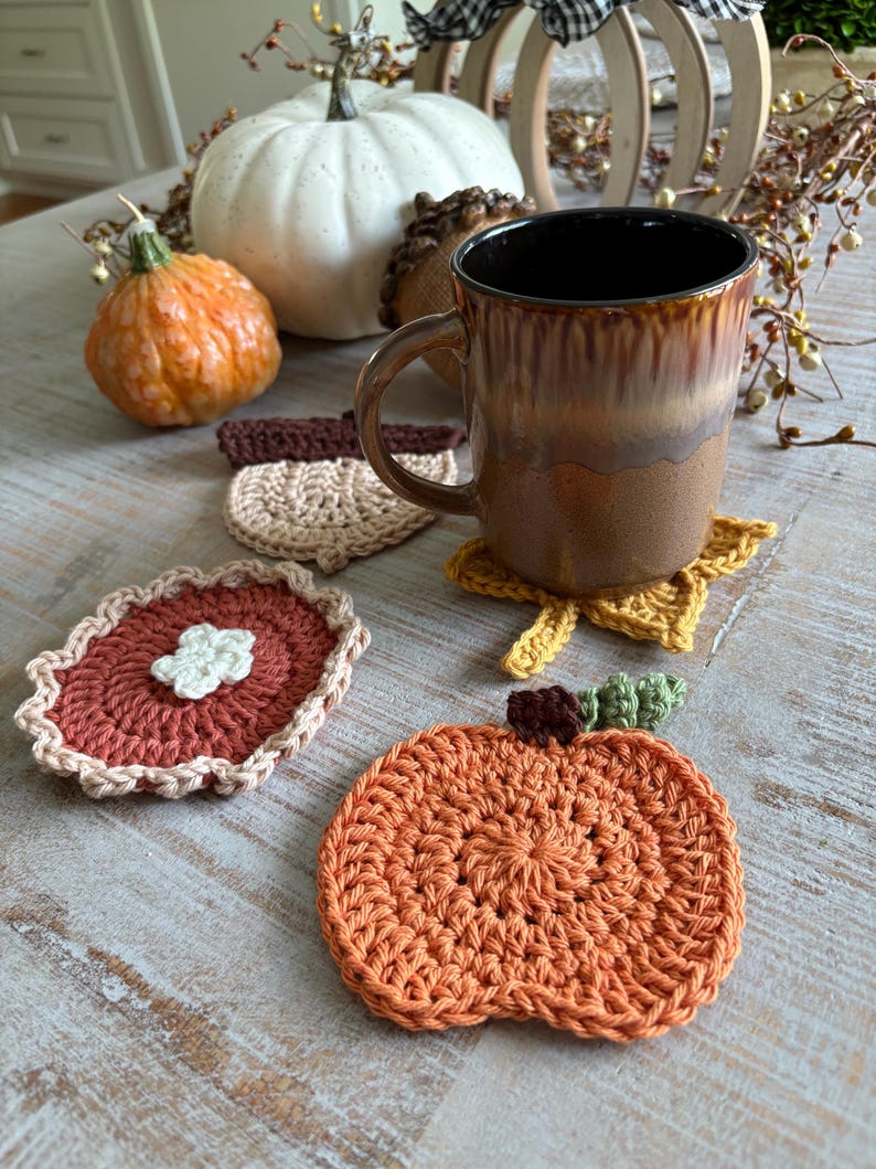 Crochet Fall Mix Coasters Pattern PDF + FREE Video Tutorial | Easy Fall ...