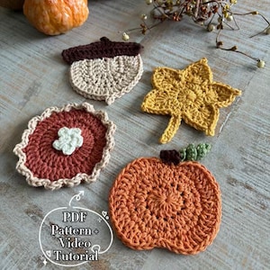 Crochet Fall Mix Coasters Pattern PDF + FREE Video Tutorial | Easy Fall ...