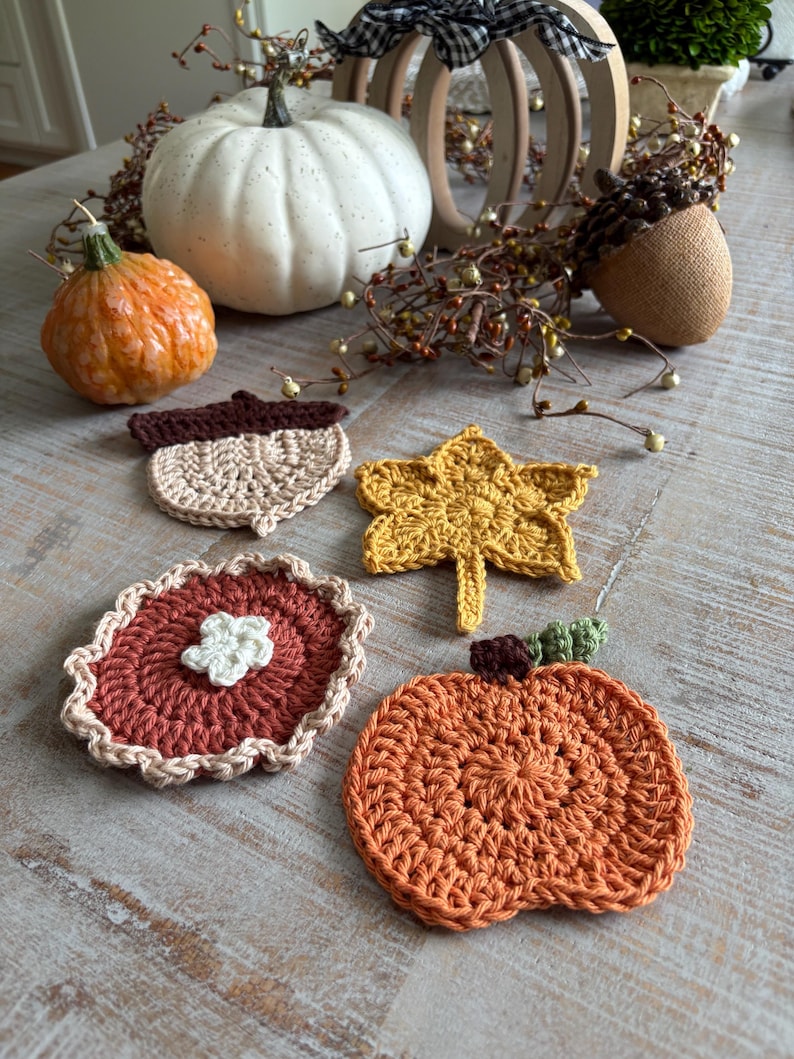 Crochet Fall Mix Coasters Pattern PDF + FREE Video Tutorial | Easy Fall ...