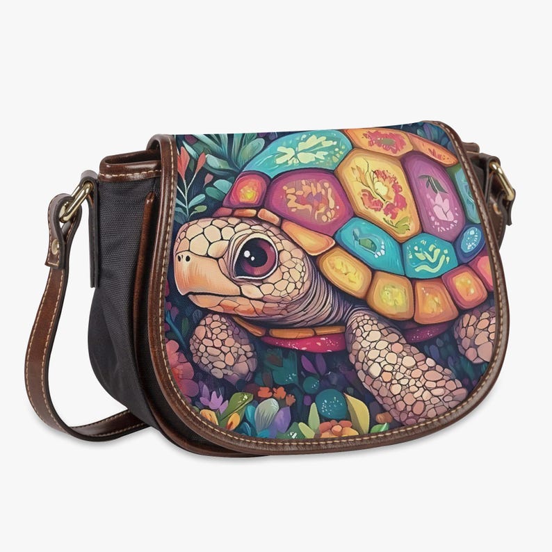 Turtle Shoulder Bag: Boho Style, Vegan Leather - Adjustable Strap - Etsy