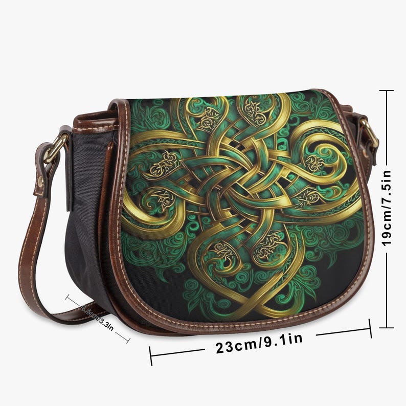 Emerald Celtic Knot Flap Saddle Bag – Green Art Crossbody Purse for ...