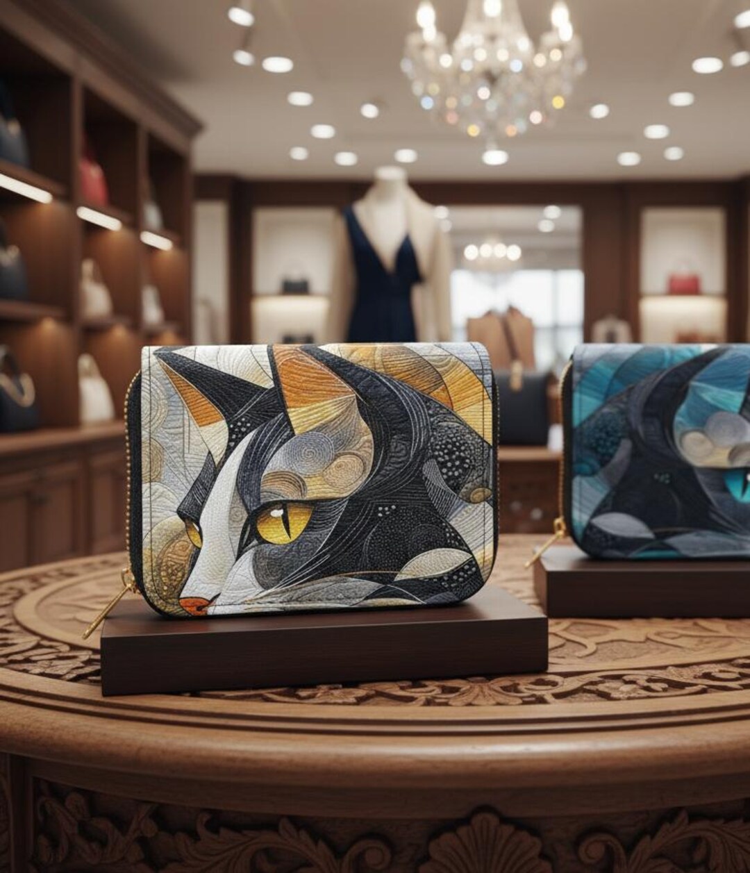 Art Wallet: Modern Abstract Cat - Amber Tone PU Leather - Etsy