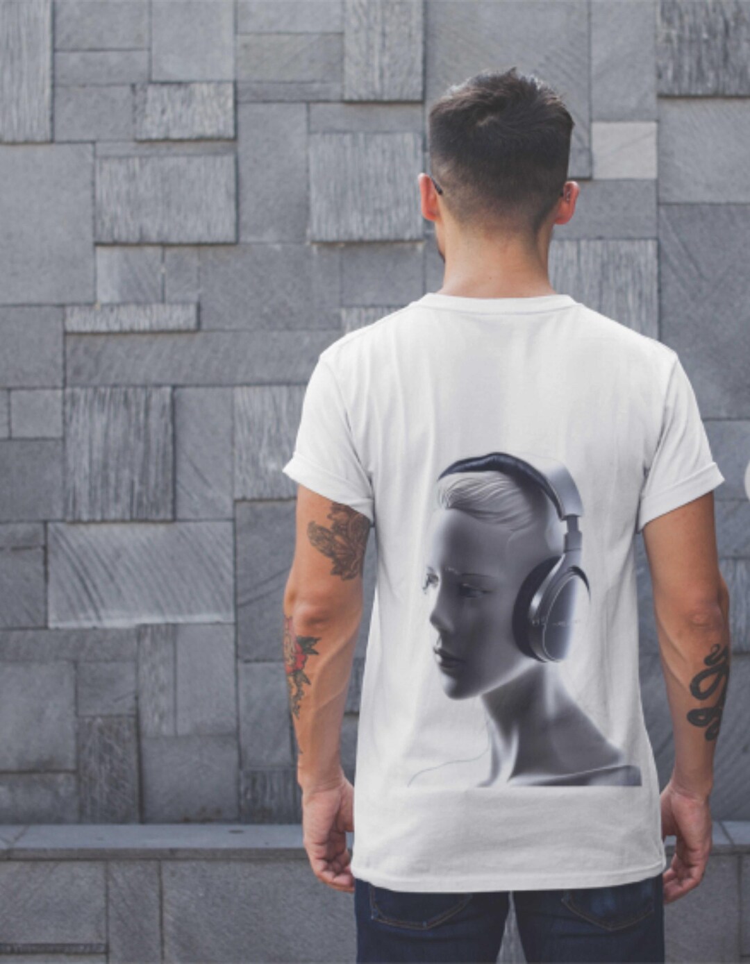 Retro Music Headphones Tee, Unisex Heavy Cotton Shirt, Vintage Music Lover Gift, Casual ...