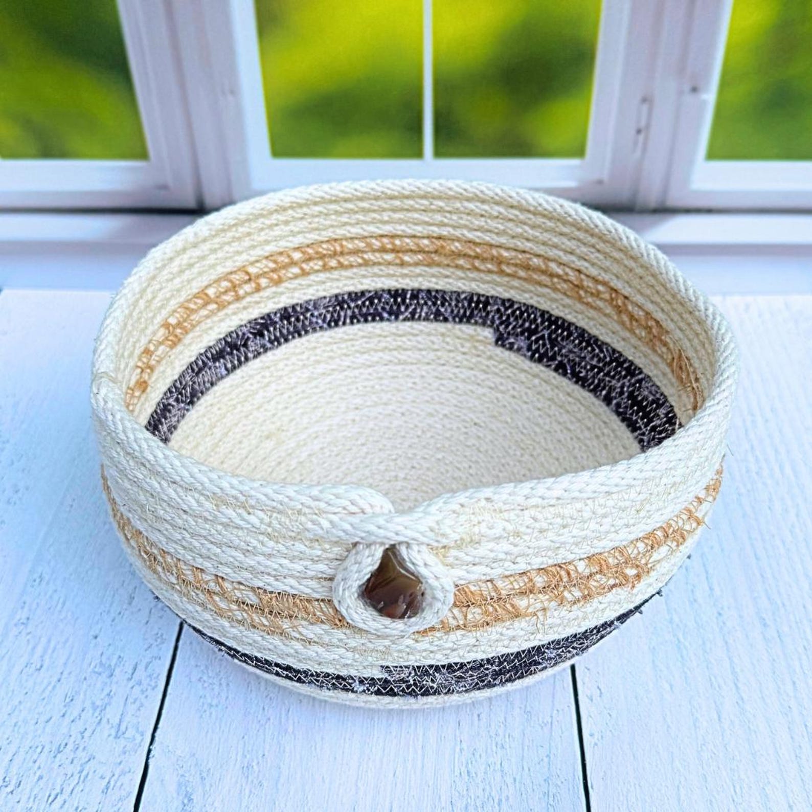Grounded Calm Ritual Basket | Grounding Rope Basket With Agate ...