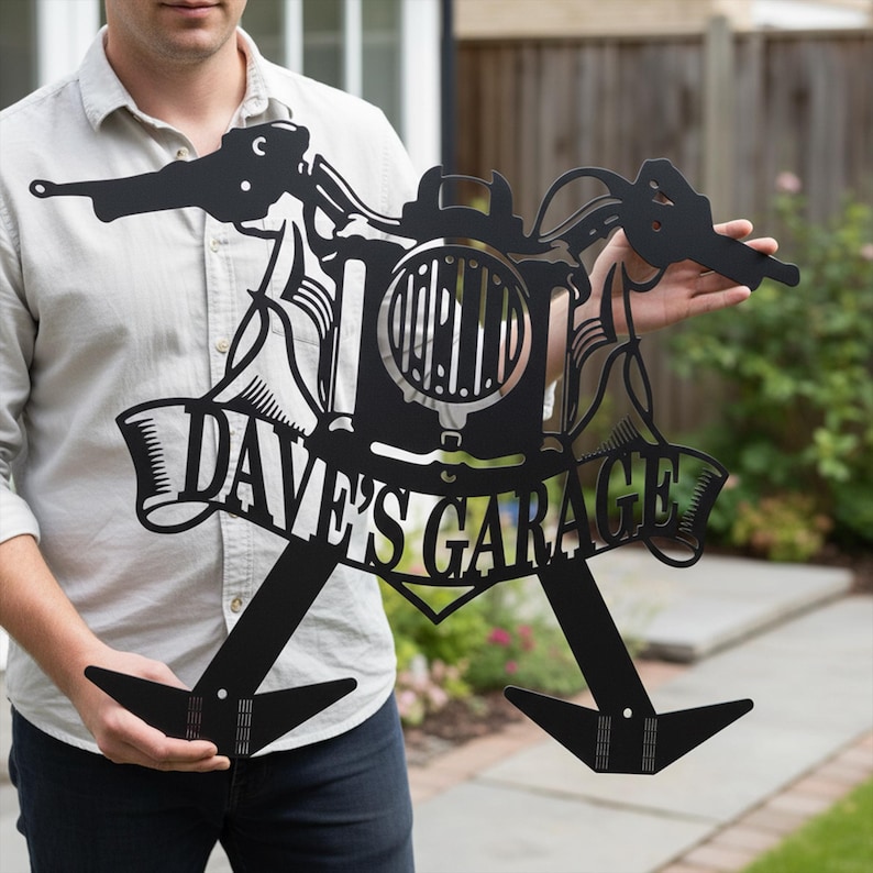 Custom Metal Motorcycle Helmet & Jacket Holder: Garage Decor, Custom ...