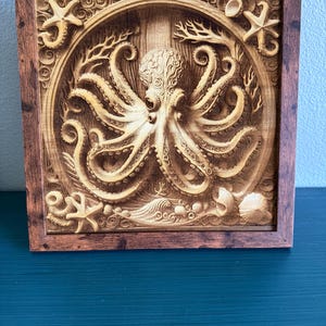 Laser Engraved Octopus Wall Art: Basswood Ocean Decor - Etsy