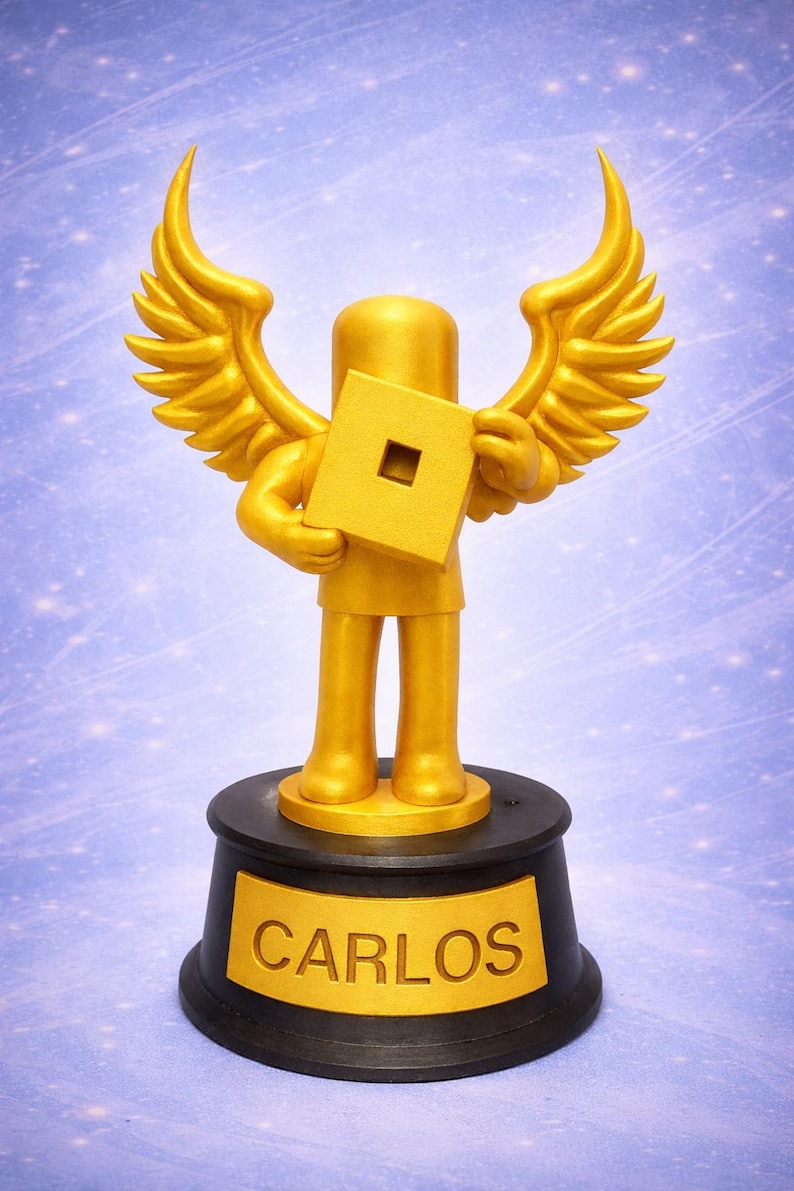 Roblox Custom Trophy – 3D Winged Figure, Customizable Name, Gamer Gift ...