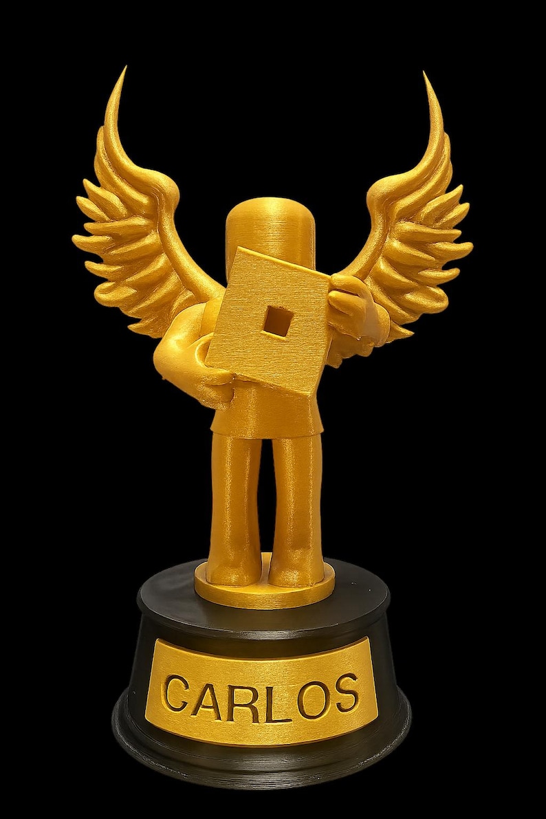 Roblox Custom Trophy – 3D Winged Figure, Customizable Name, Gamer Gift ...