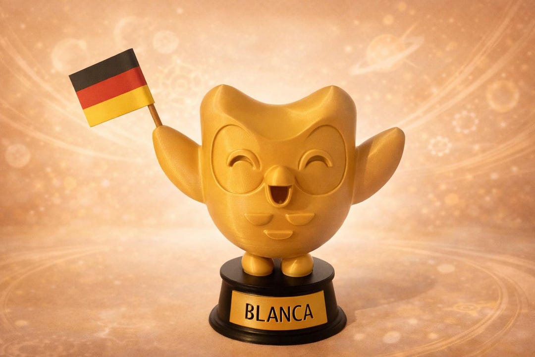 Personalized Duolingo Trophy With Name and Flag · 3D Duo Owl Figure ...