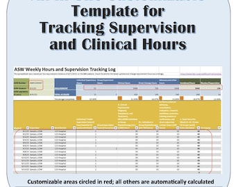 Clinical Supervision & Licensing Hours Tracker Sheet | DIGITAL DOWNLOAD | Printable, Fillable ...