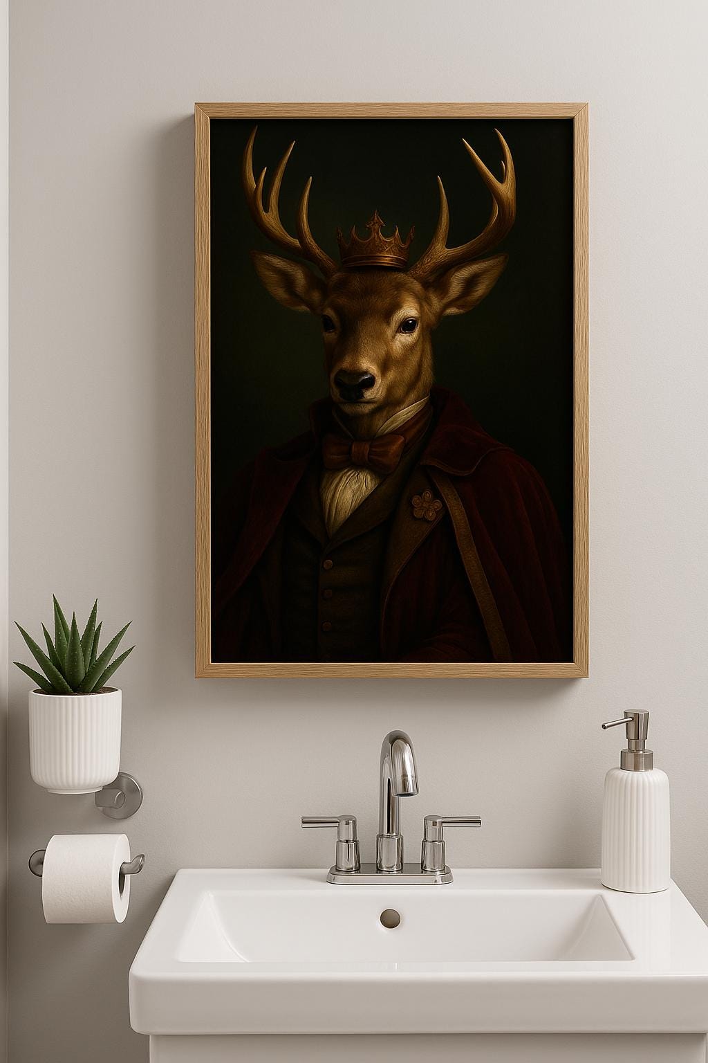 Victorian Stag Portrait Print: Regal Deer Gentleman, Whimsical Animal ...