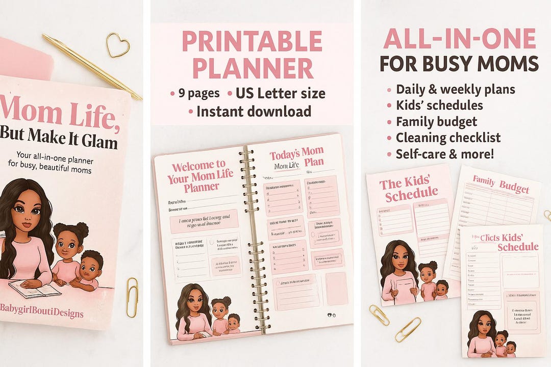 Glam Pink Mom Life Digital Planner | Family Organizer (instant Download ...