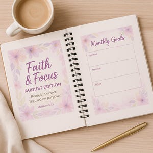 August Christian Digital Planner | Floral Faith Journal (PDF) - Etsy