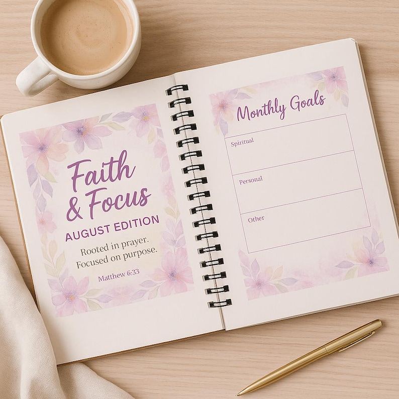 August Christian Digital Planner | Floral Faith Journal (PDF) - Etsy