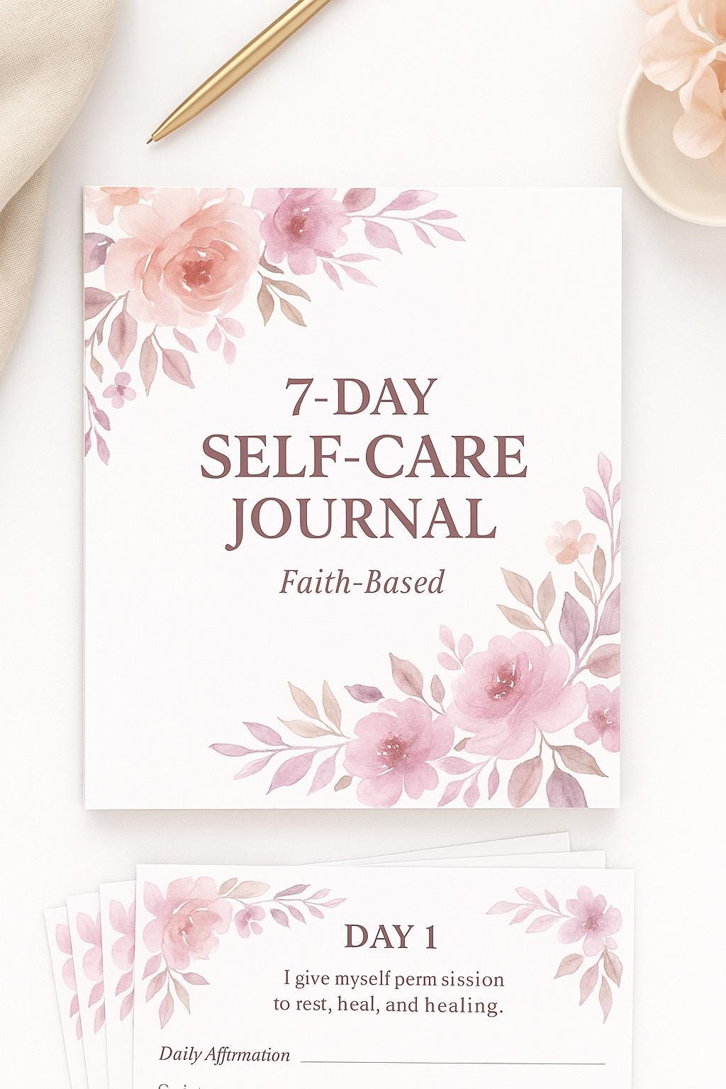 7-day Self-care Journal Printable | Floral Christian Planner (PDF) - Etsy