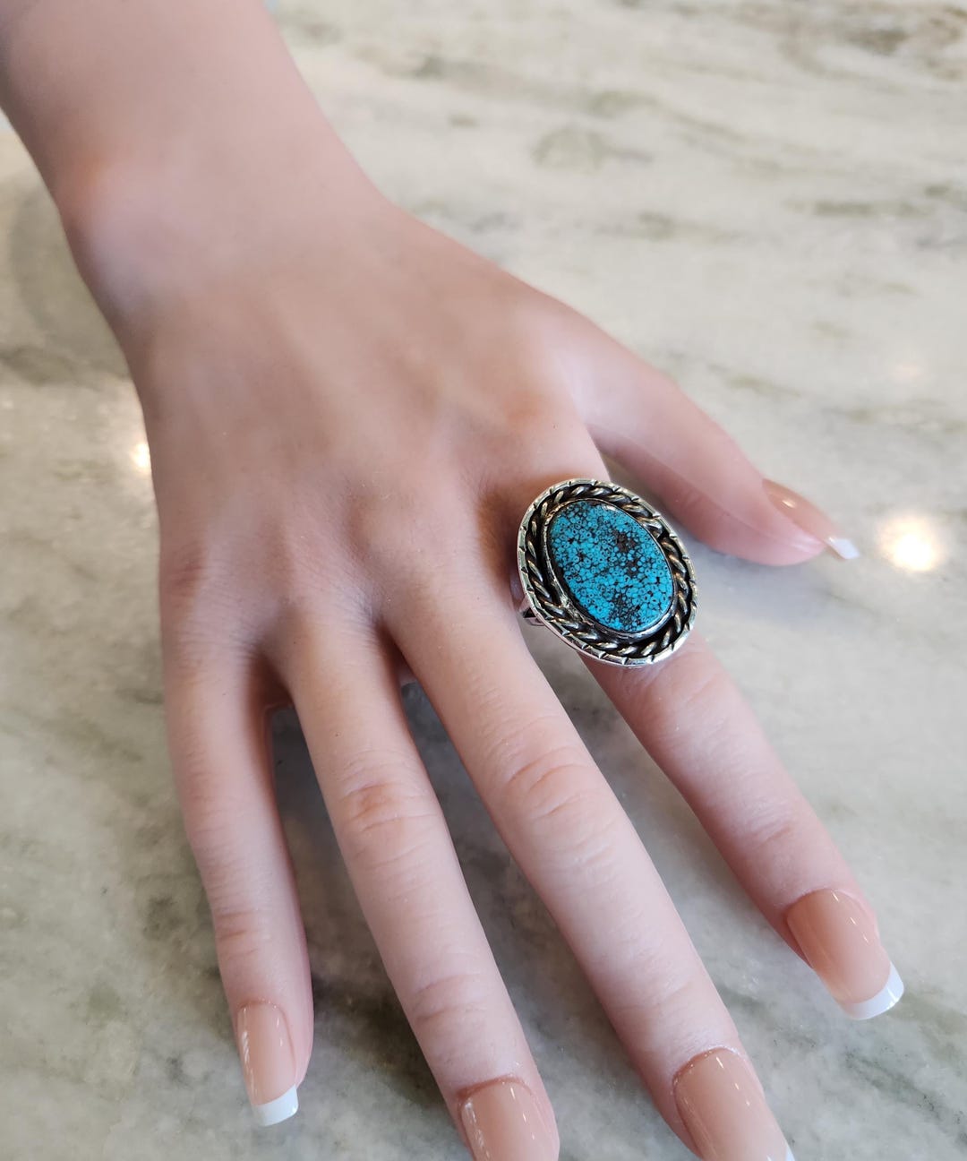 Rare, Vintage Old Pawn Chucky Tourquoise and Sterling .925 Navajo Ring ...