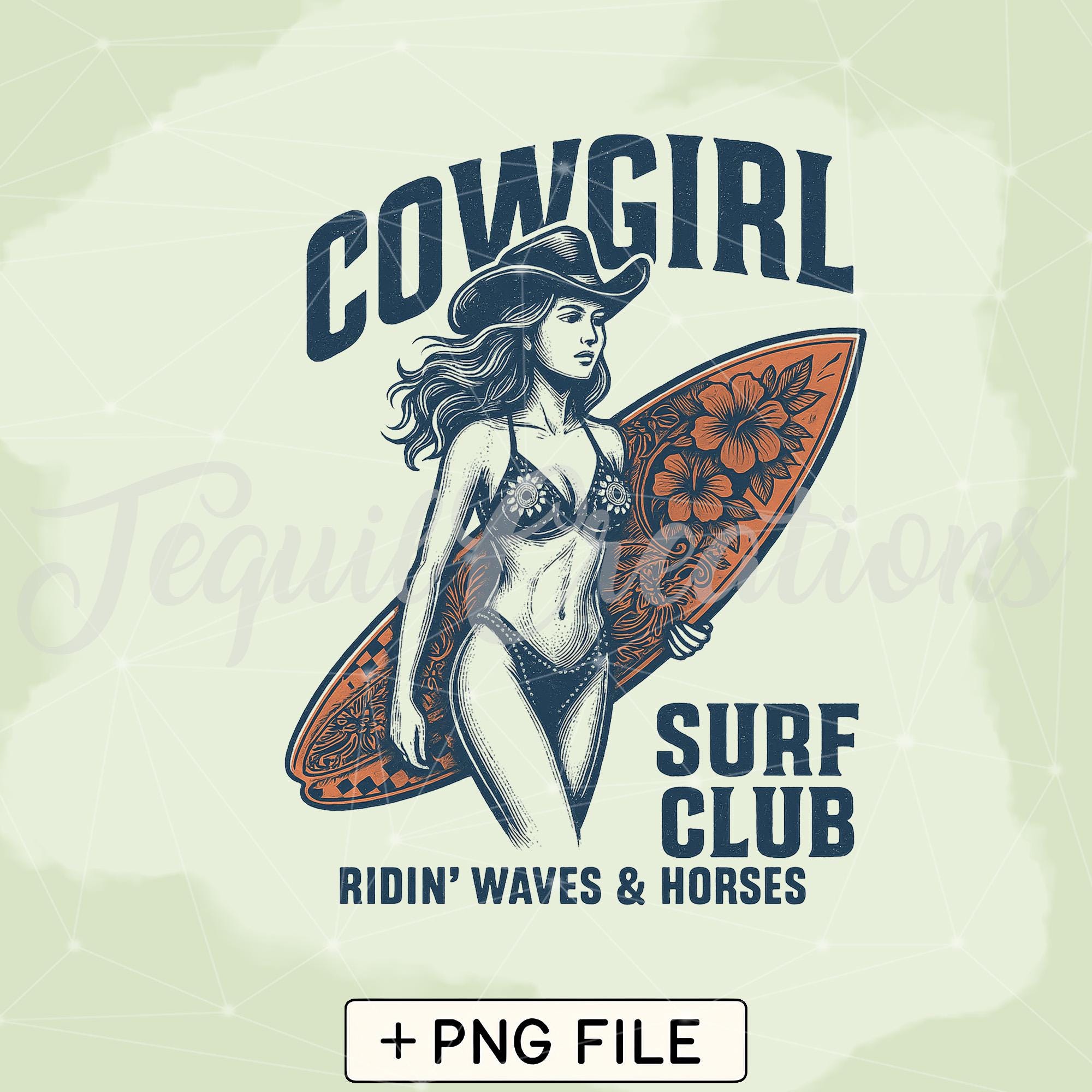 Retro Cowgirl Surf PNG, Howdy Surf Club Girl, Western Summer Sublimation Clipart, Cowgirl Beach ...