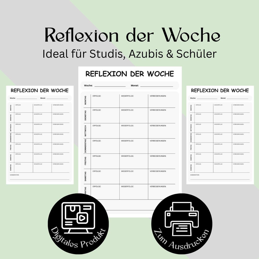 Reflection of the Week Planner | Printable PDF | Reflection List for ...