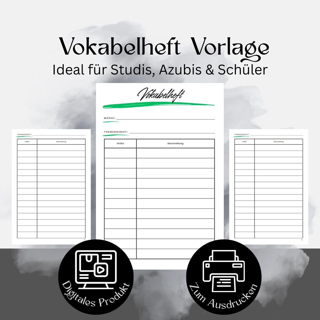 Vocabulary Notebook Template PDF for Students, Pupils, and Trainees ...