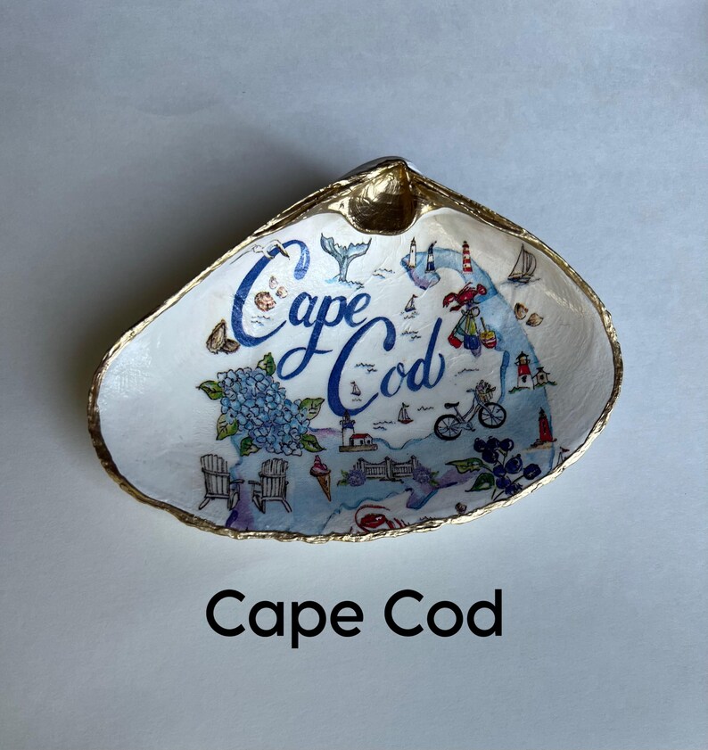Cape Cod Clam Shell Jewelry Dish: Homemade Coastal Decor, Trinket Tray ...