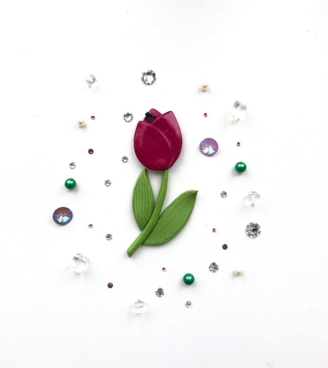 Tulip Brooch, Floral Brooch, Flower Brooch, Pink Tulip Brooch, Clay ...
