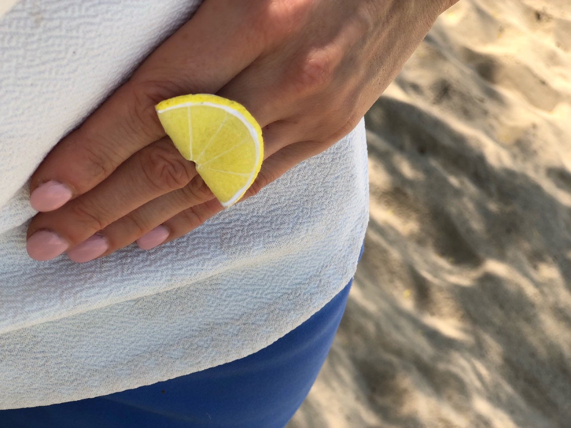 Lemon Ring, Citrus Ring, Cute Ring, Adjustable Ring, Fruit Ring ...