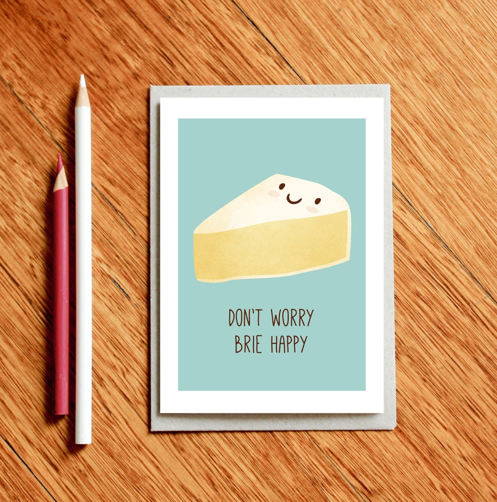 Cheese Card Brie Happy Card Cheese Birthday Card Foodie | Etsy