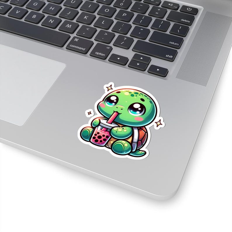 Cute Turtle Drinking Boba Stickers. . Funny Boba Turtles - Etsy