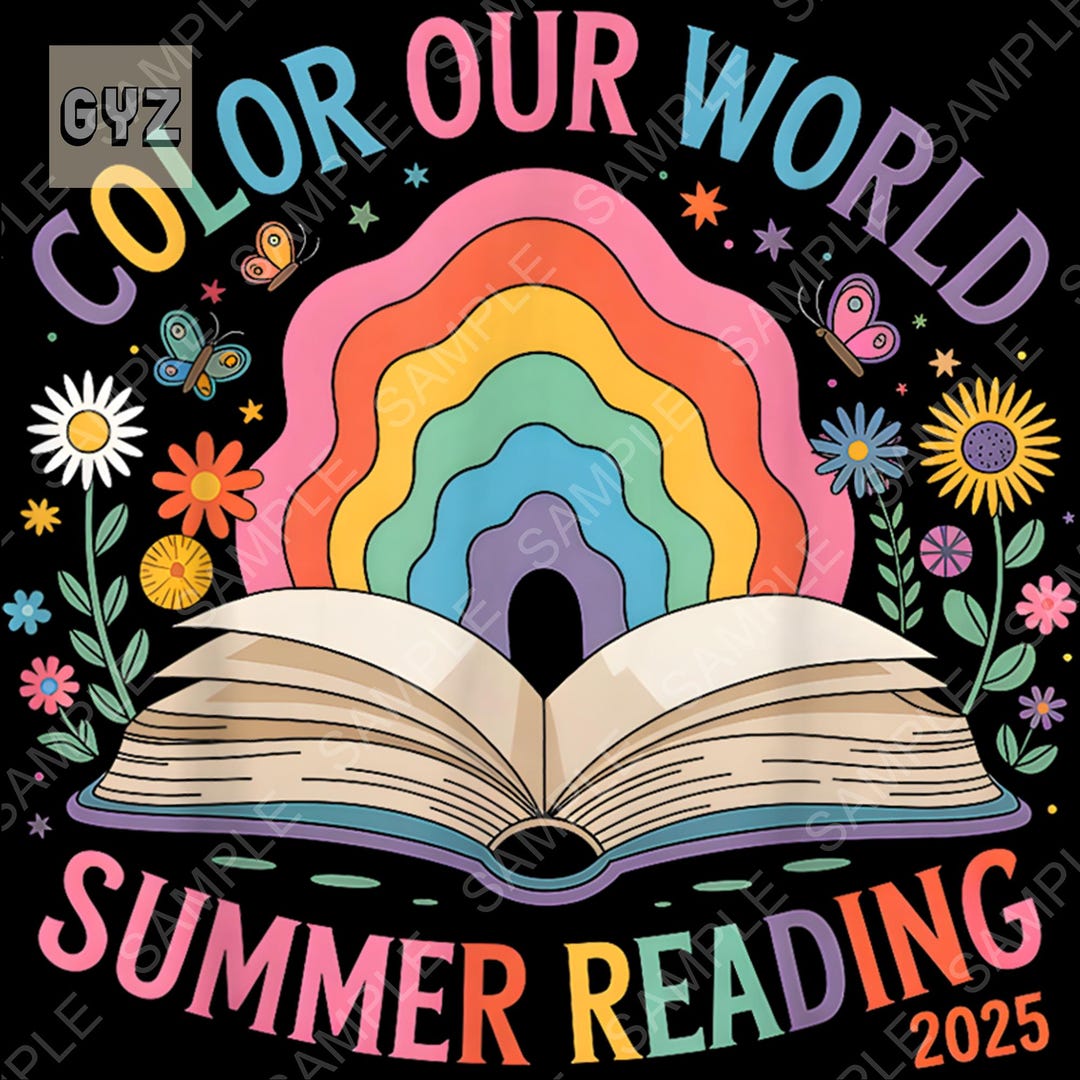 Color Our World Summer Reading 2025 PNG, Pastel Rainbow Book ...
