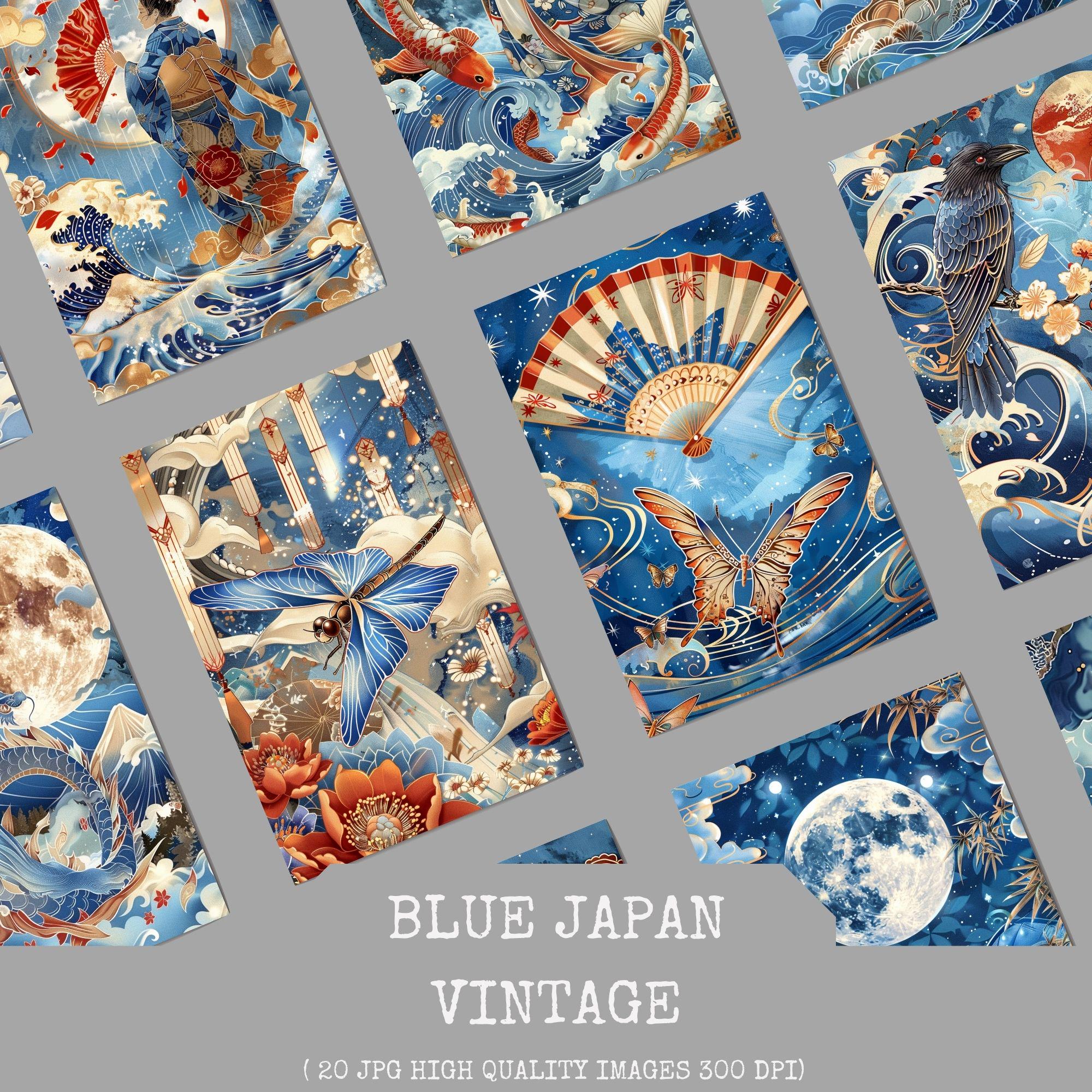 Japanese Koi Fish Art Print: Blue Moon, Ukiyo-e Waves (PDF & JPG ...