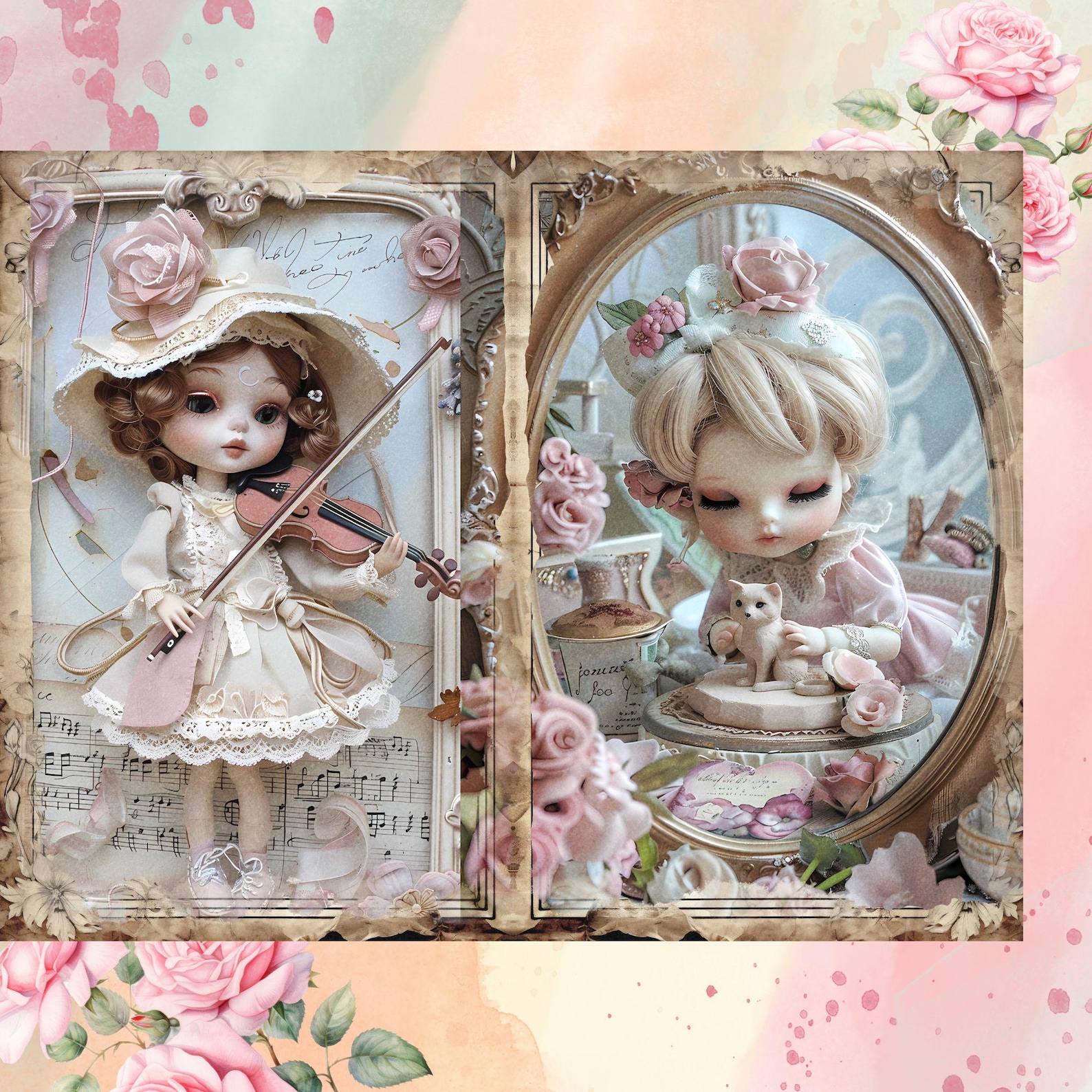 Vintage Doll Ephemera: Victorian Scrapbook Paper Kit (digital Download ...