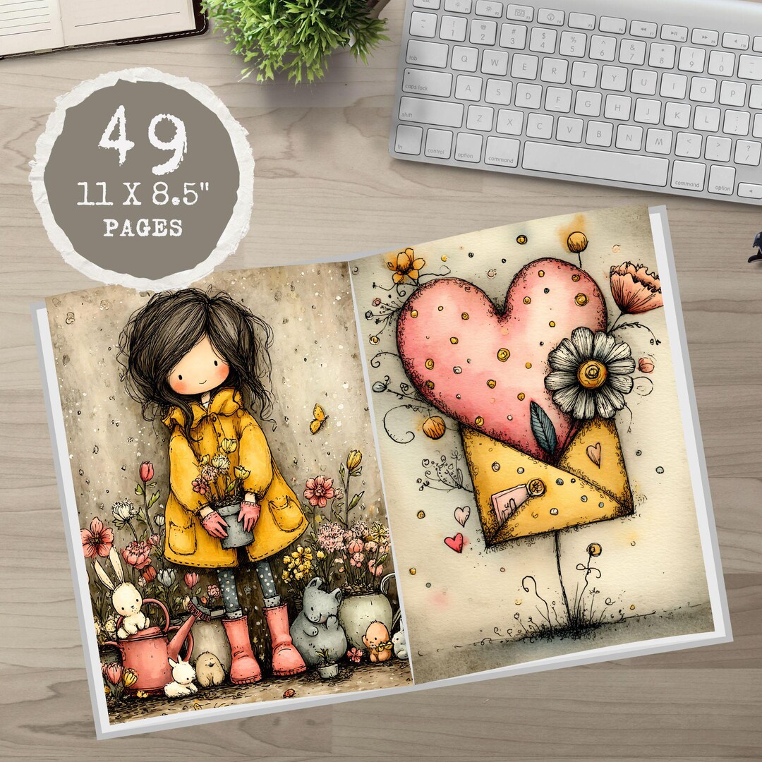 Watercolor Girl Journal Pages: Dreamy Floral Ephemera (digital Download ...