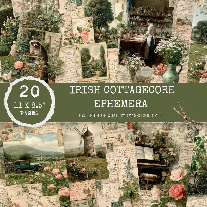 Irish Cottagecore Ephemera Bundle: Vintage Ireland Printable Journal ...