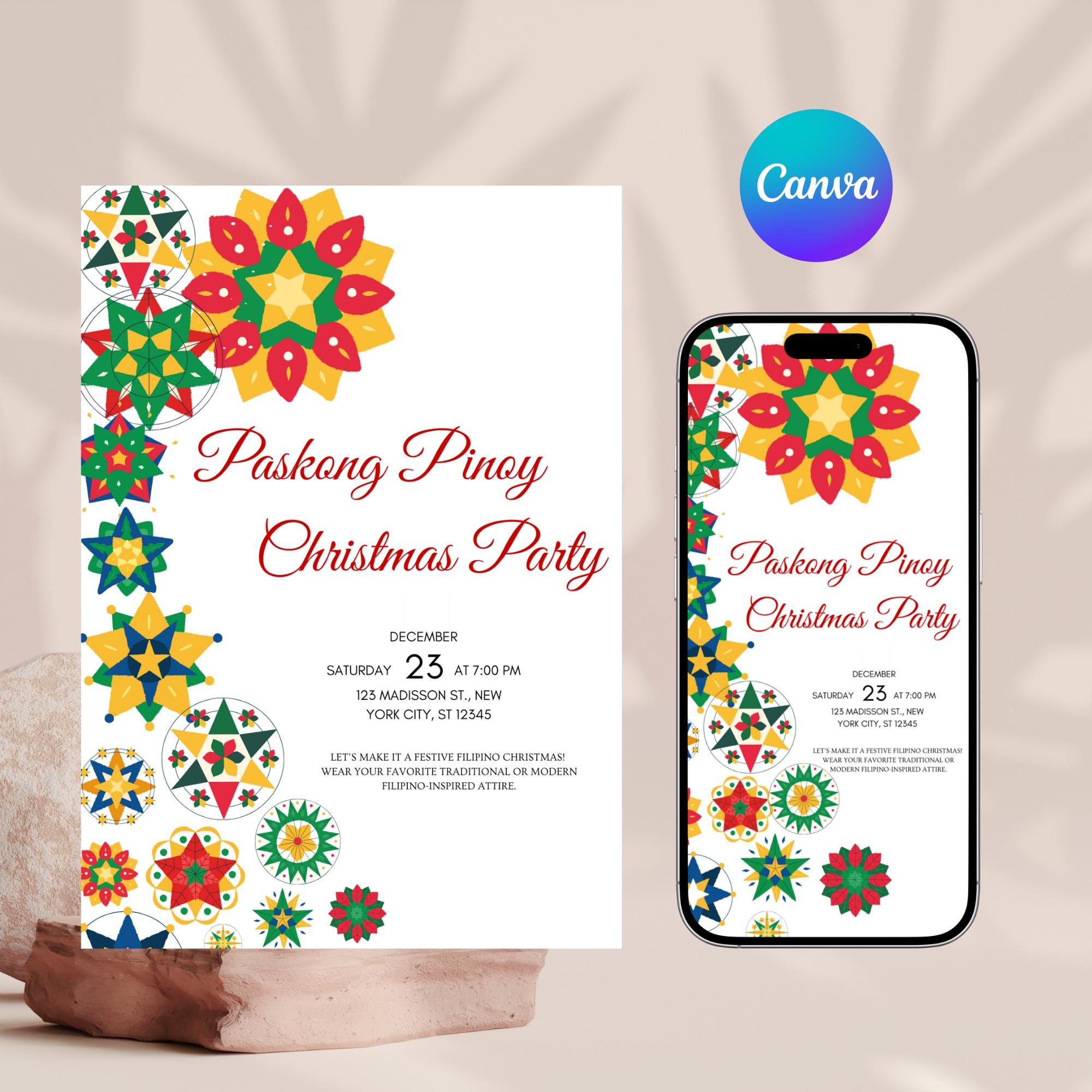 Filipino Christmas Party Invitation | Paskong Pinoy Parol Design ...