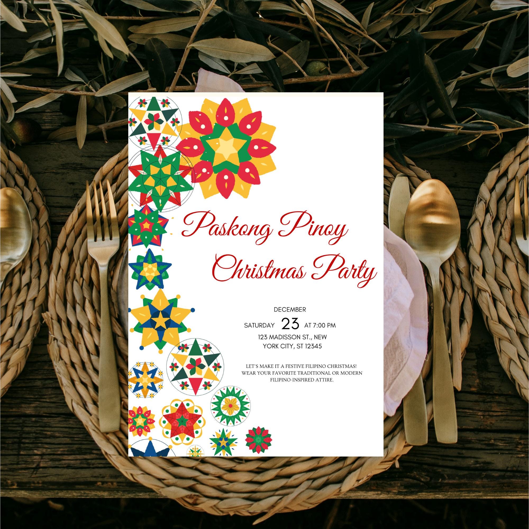Filipino Christmas Party Invitation | Paskong Pinoy Parol Design ...