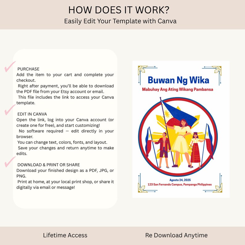 Buwan Ng Wika Invitation | Filipino Program Canva Template | Tagalog ...