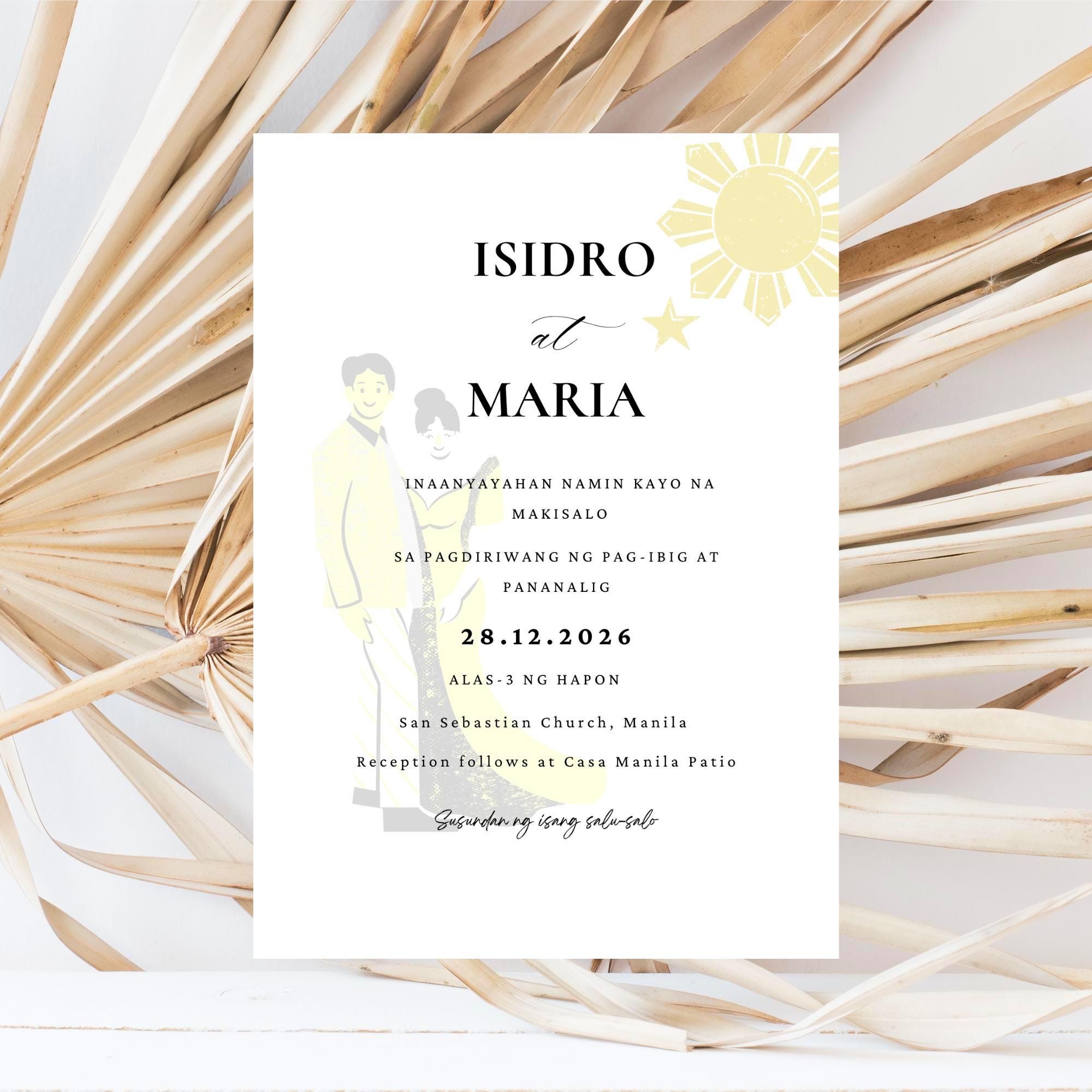 Filipino Wedding Invitation Template | Editable Canva Invite Set With ...