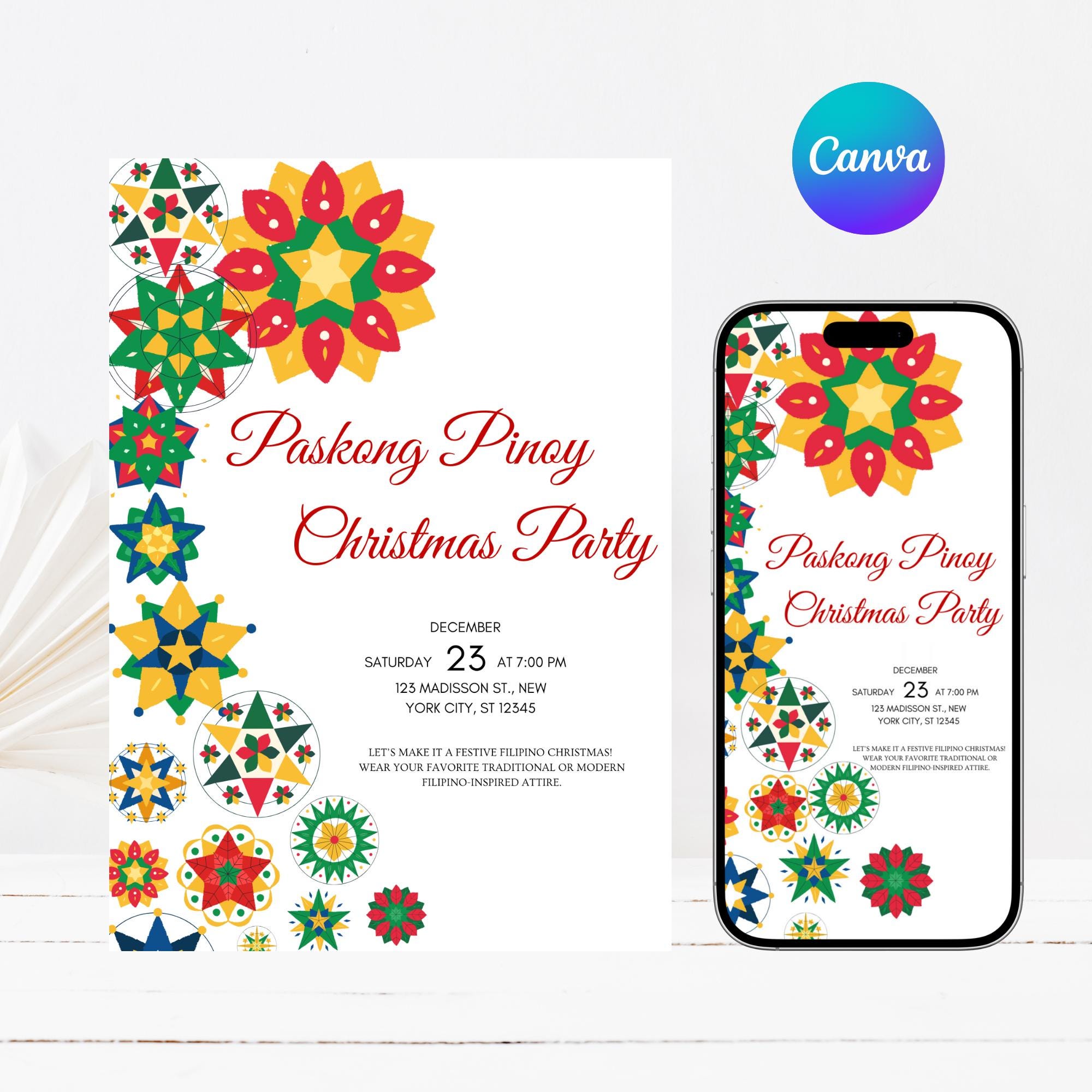 Filipino Christmas Party Invitation | Paskong Pinoy Parol Design ...