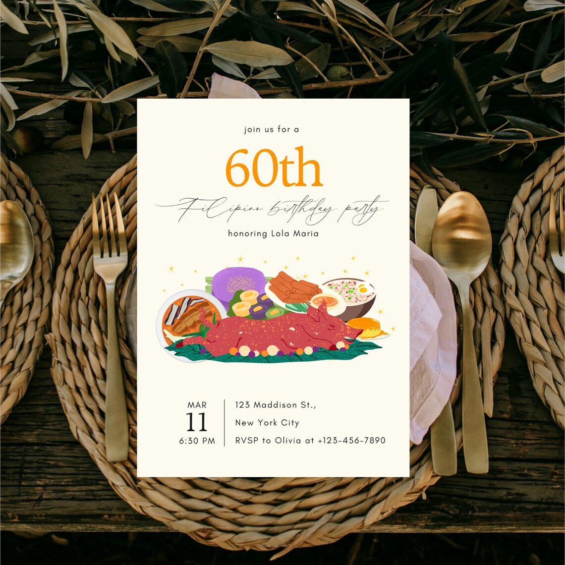 Editable Filipino Fiesta 60th Birthday Invitation | Traditional ...