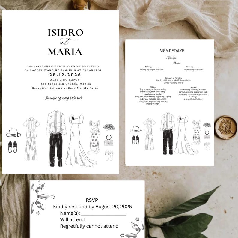 Editable Filipino Wedding Invitation | Barong & Filipiniana Theme ...