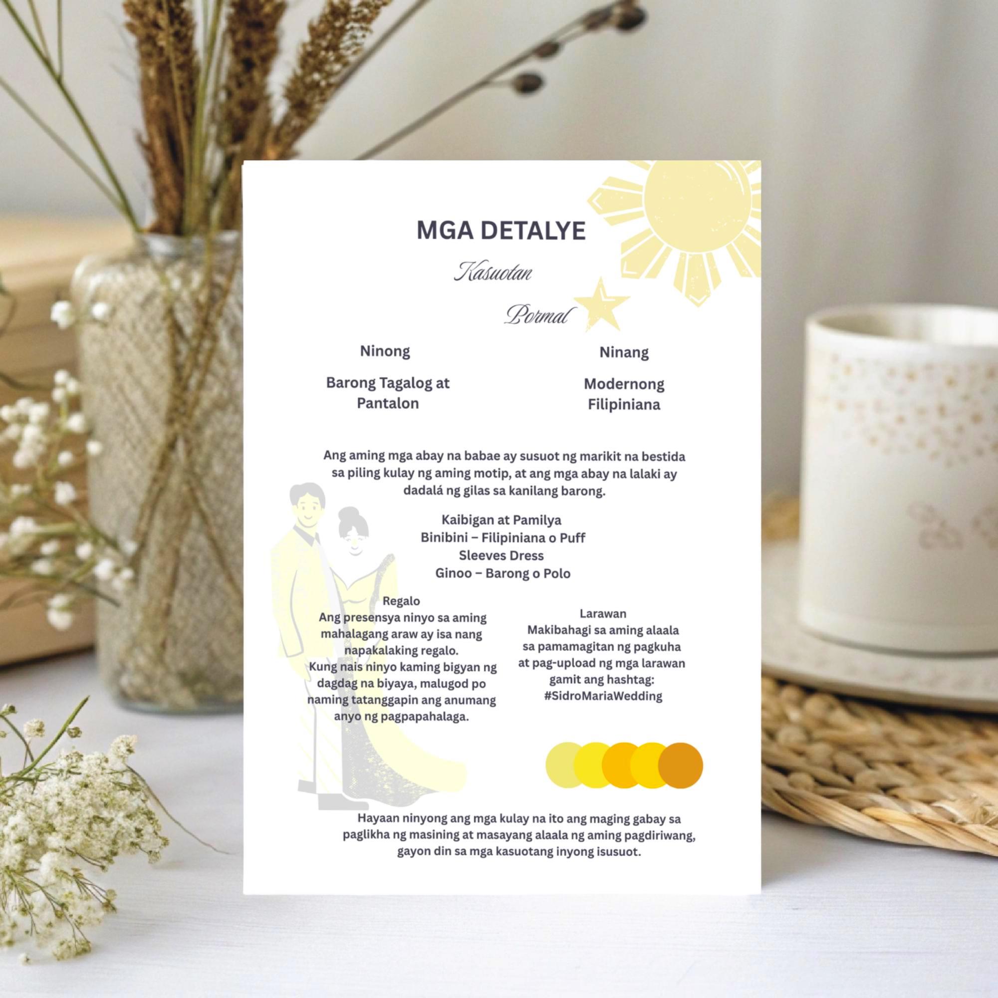 Filipino Wedding Invitation Template | Editable Canva Invite Set With ...